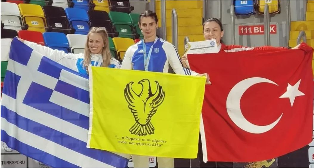 A GREEK CONTESTANT UNFURLED THE SO-CALLED PONTUS FLAG ON THE OFFICIAL ...